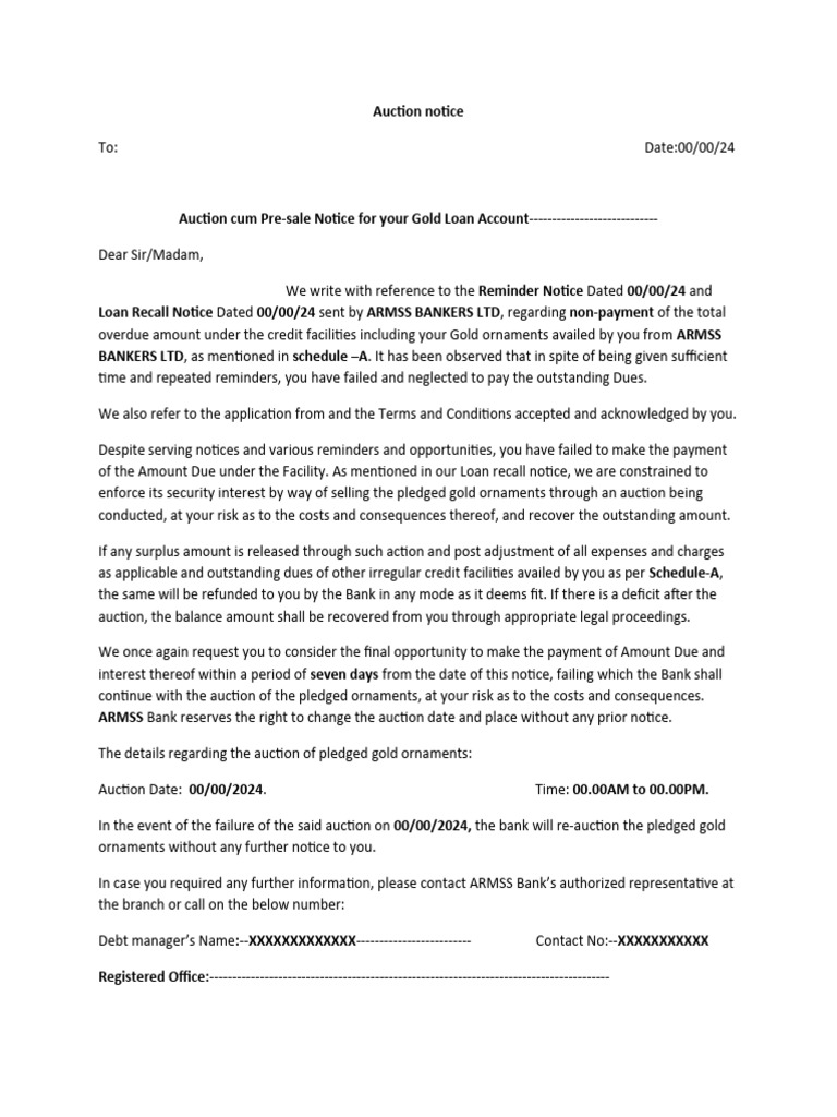 Auction Notice | PDF | Banks | Interest