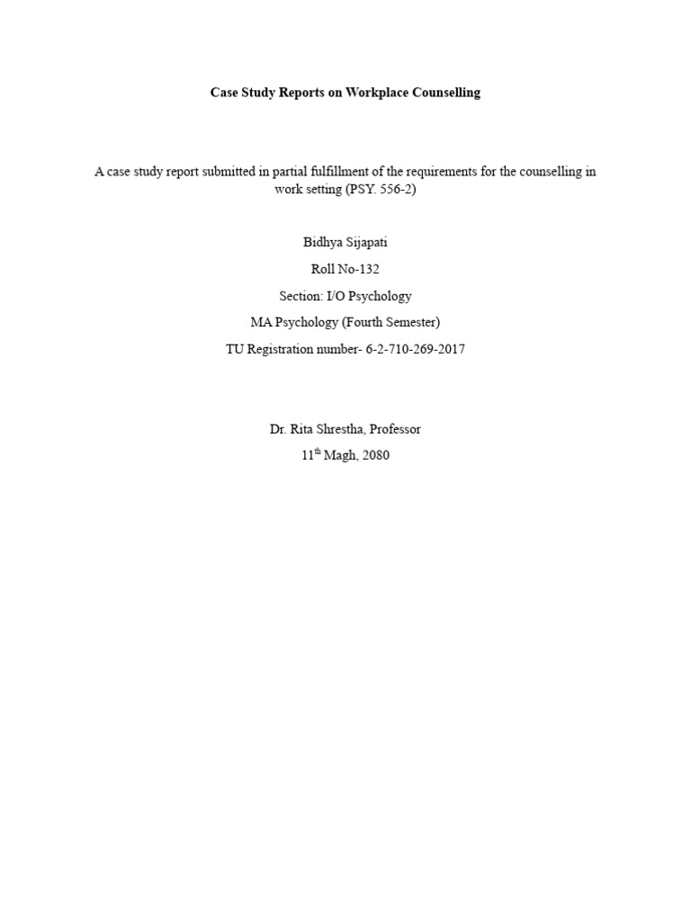 Case Study Reports on Workplace Counselling | PDF | Self Efficacy | Relaxation (Psychology)