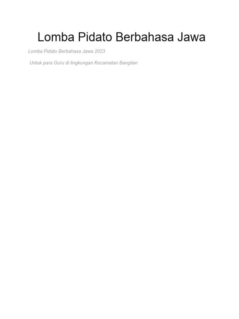 Juknis Lomba Pidato B. Jawa | PDF | Karier & Perkembangan | Kajian Bahasa Asing