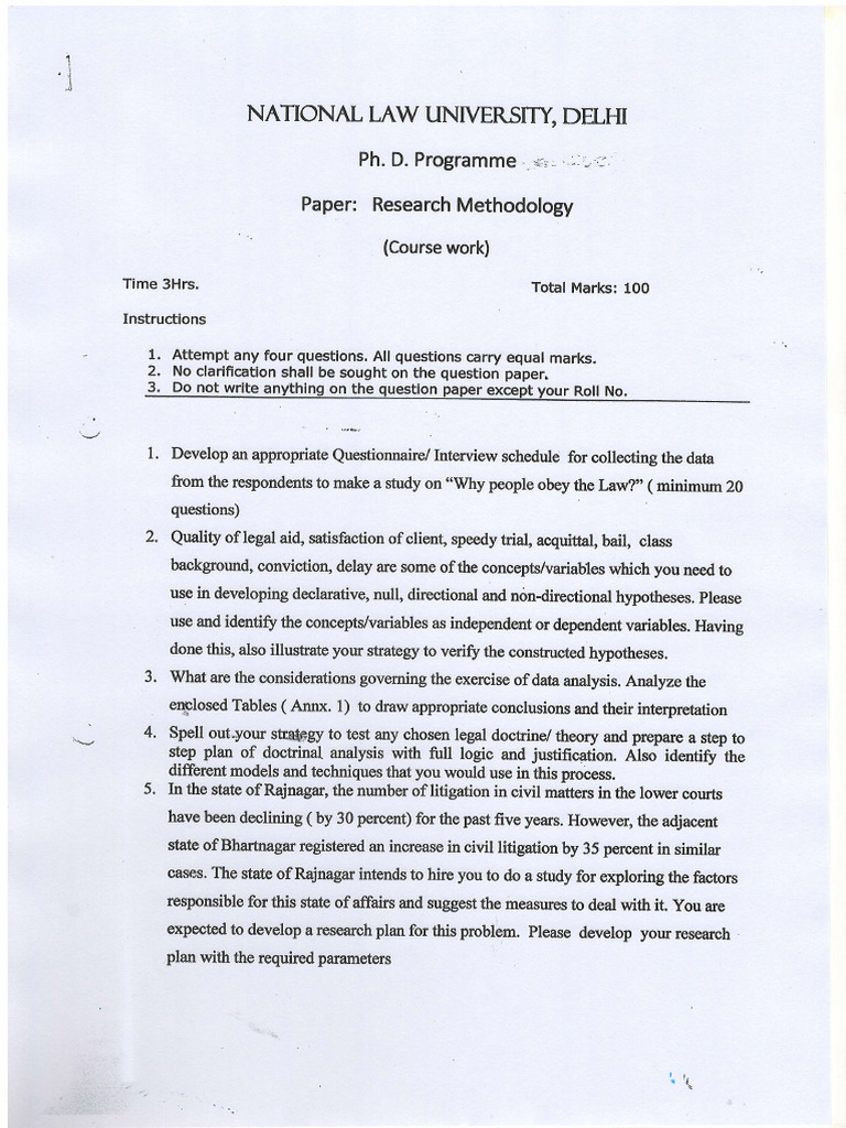 PHD Question Paper 2020 | PDF | Methodology | Science