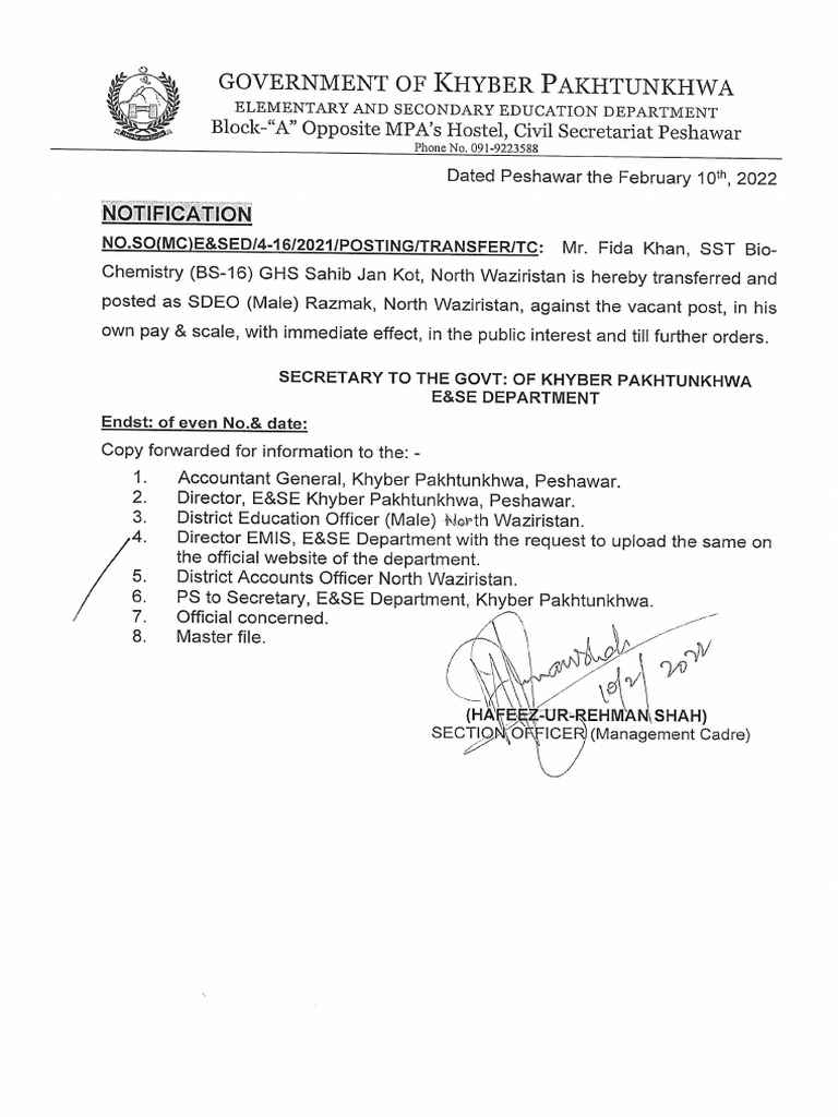 Fida Khan SST Bio Chem BS 16 | PDF