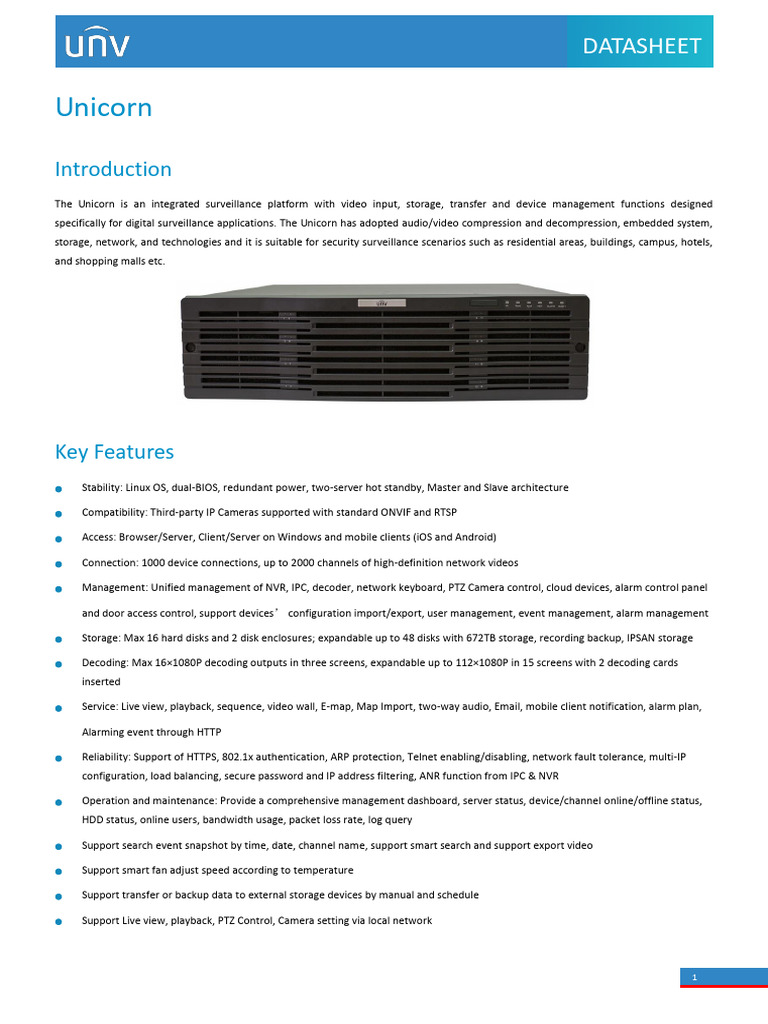 Unicorn Surveillance Platform Datasheet | PDF | Computer Network ...