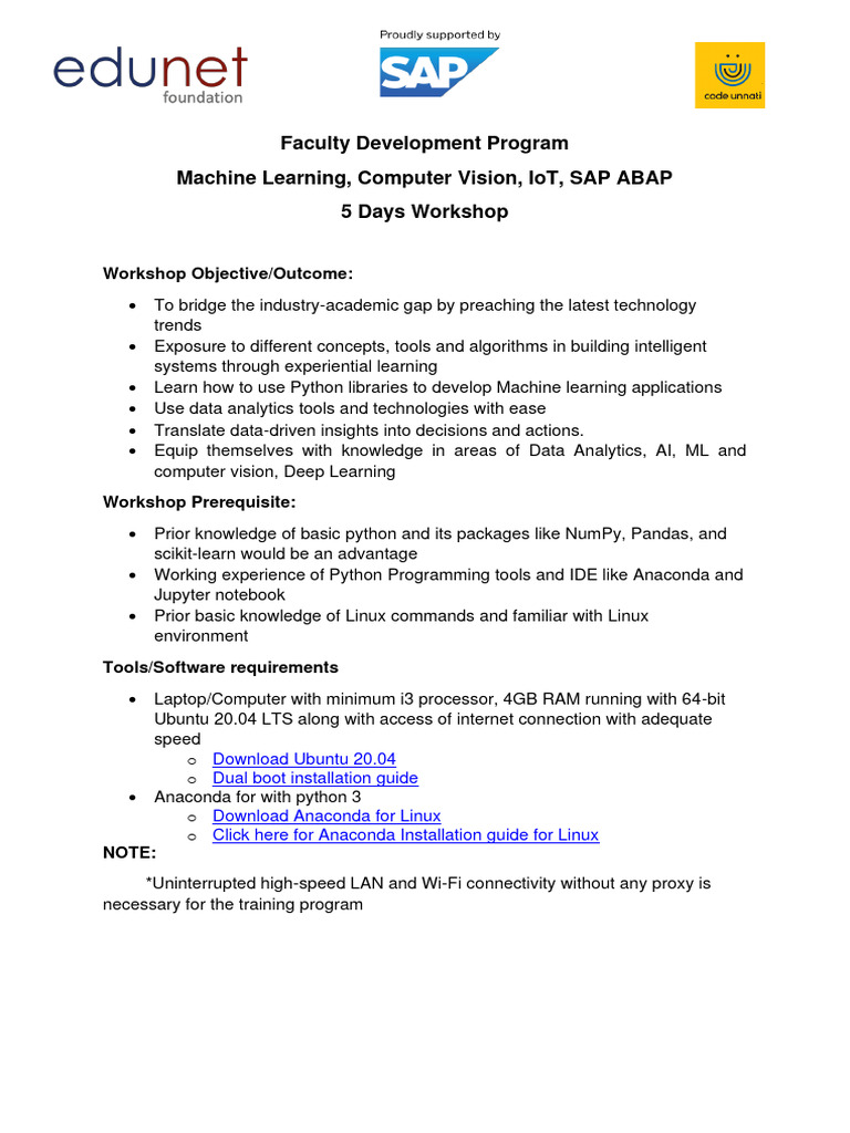 SAP - FDP Content Outline - 2023 | PDF | Machine Learning | Internet Of ...
