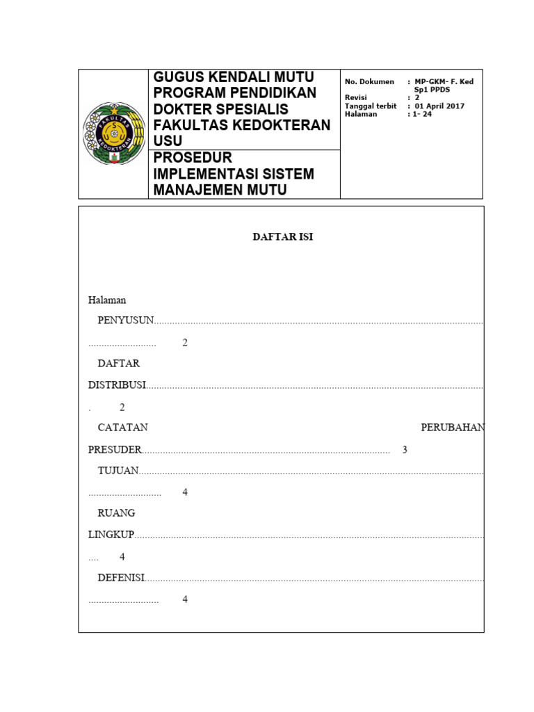 Prosedur Manajemen Mutu Pendidikan Dokter | PDF