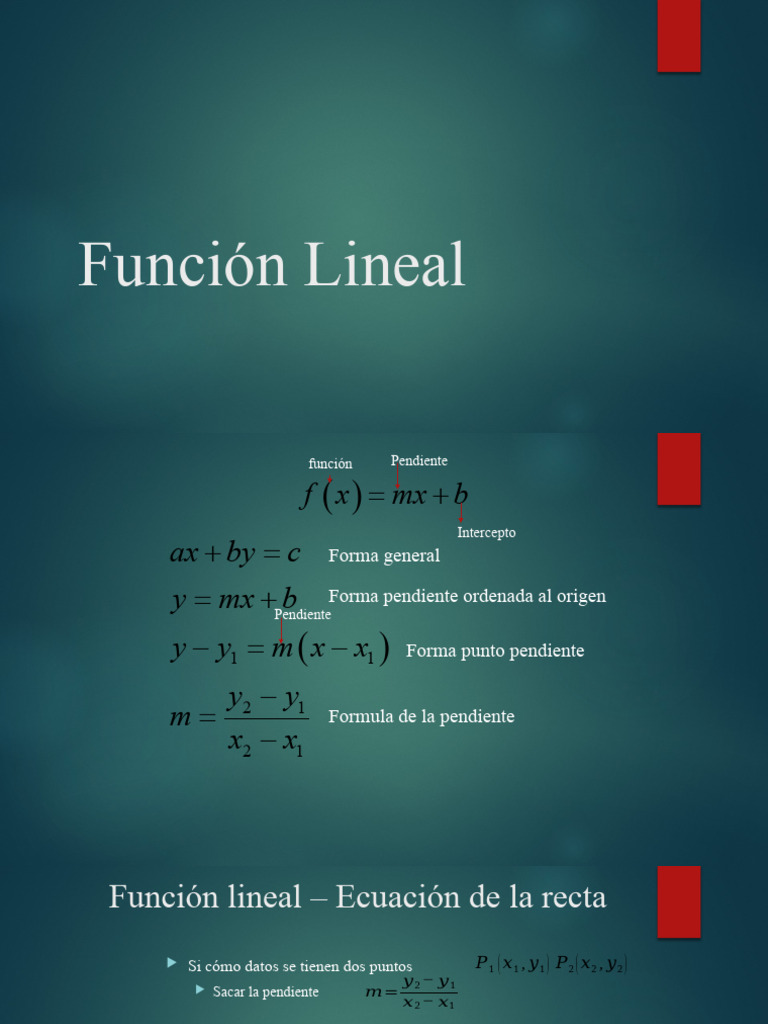 Fórmulas de Función Lineal | PDF | Pendiente | Línea (geometría)