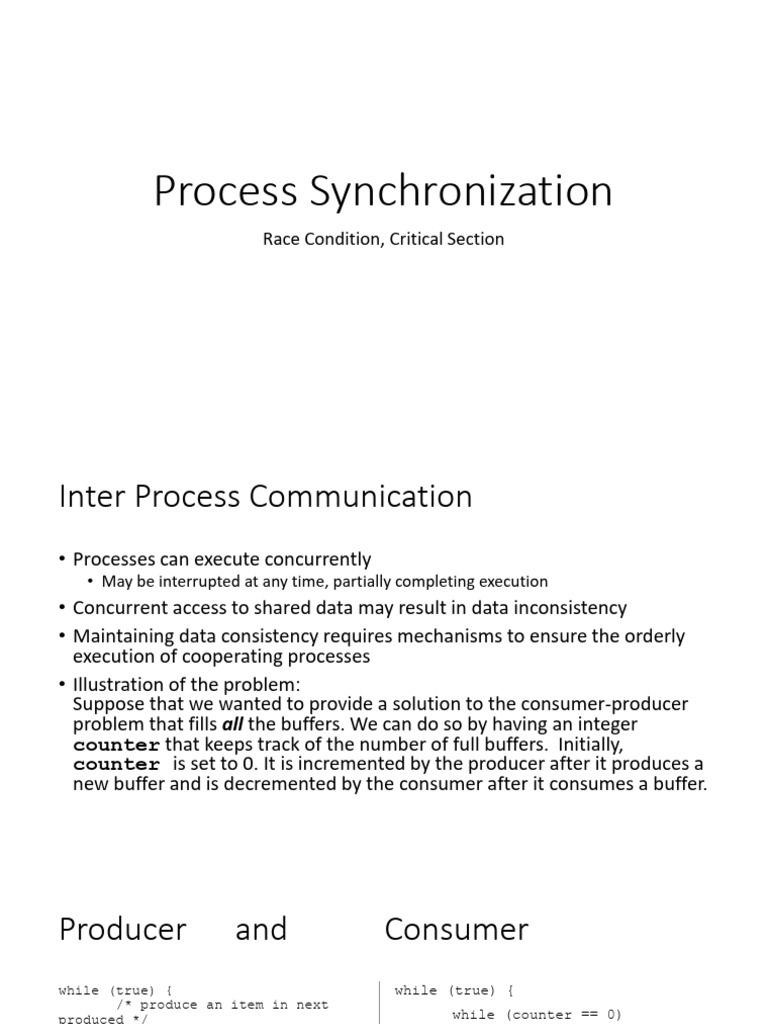 05 Process Synchronization | PDF | Process (Computing) | Computing 05 Process Synchronization | PDF | Process (Computing) | Computing