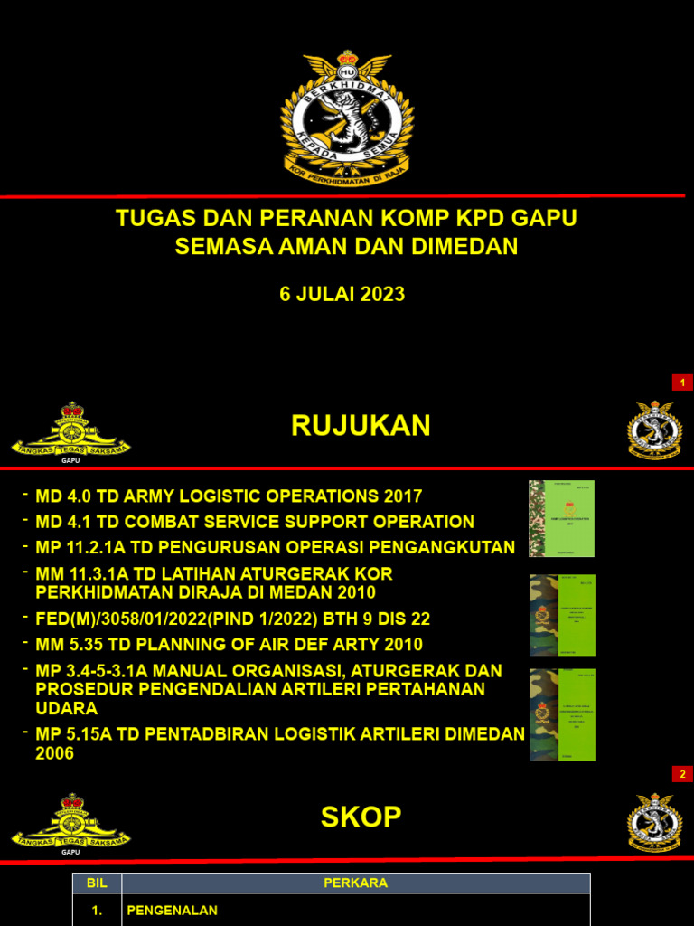 Tugas Dan Peranan Komp KPD GAPU Semasa Aman Dan Dimedan - HPP | PDF