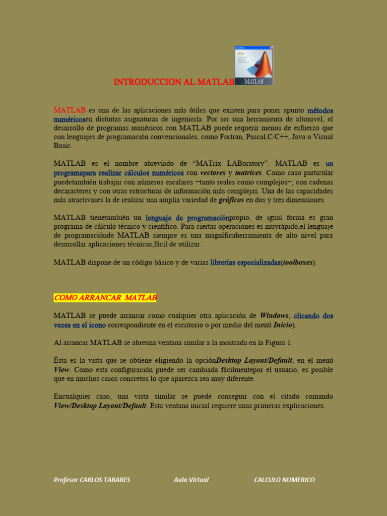 Introduccion Al Matlab Aula Virtual | PDF | Ventana (informática) | Sistema de coordenadas ...