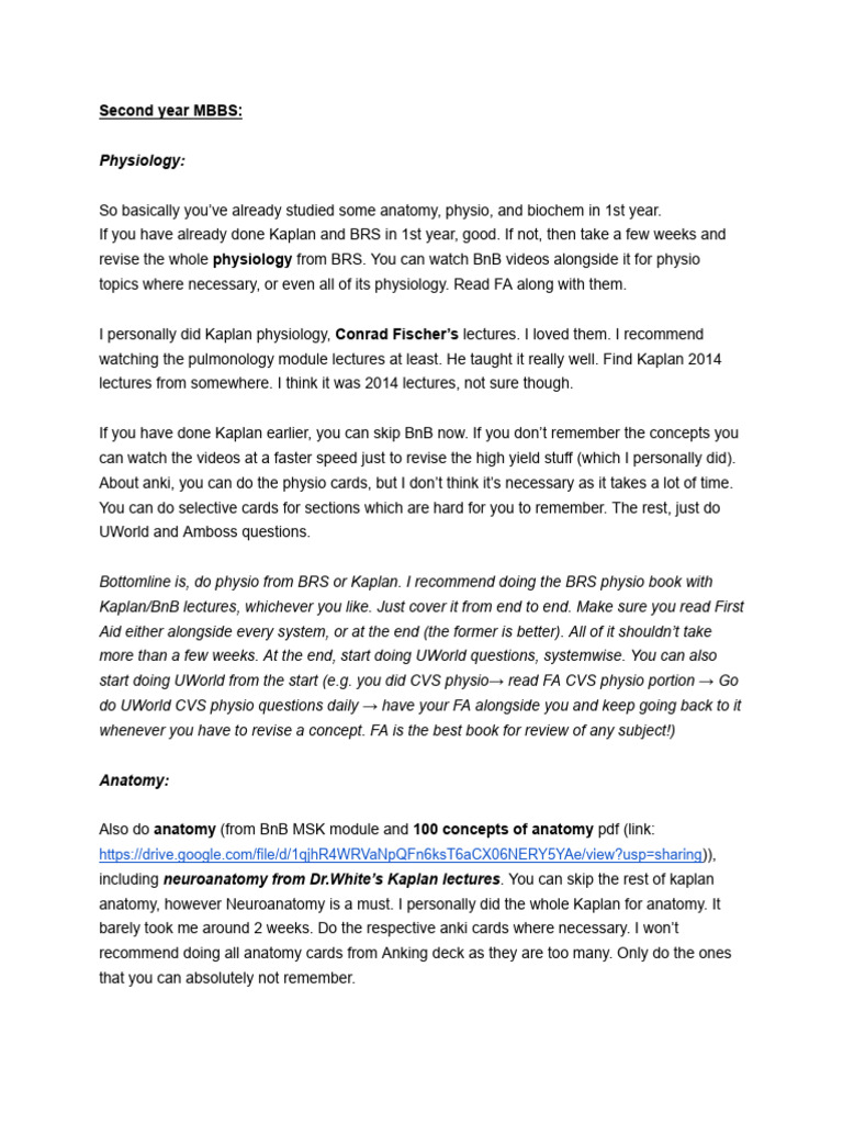 Second Year MBBS - Step 1 | PDF