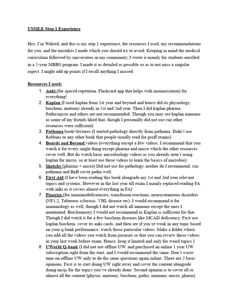 USMLE Step 1 Study Guide & Tips | PDF | Medicine | Health Care