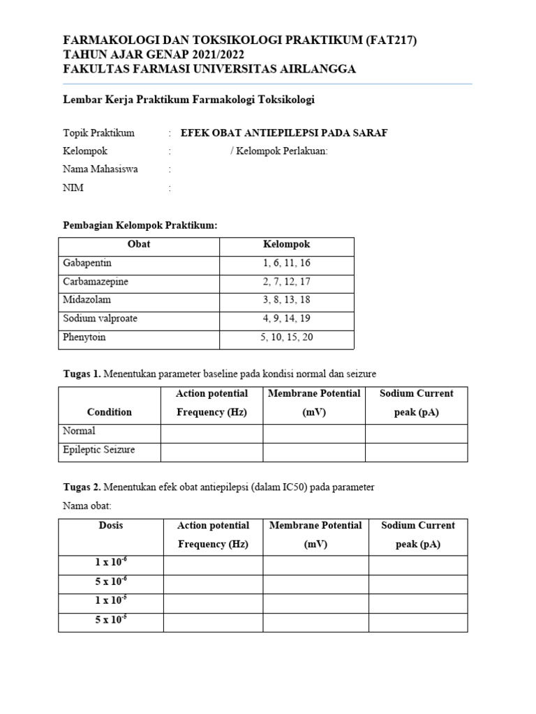 Lembar Kerja Praktikum Farmakologi Toksikologi - TM12 | PDF | Kesehatan Holistik