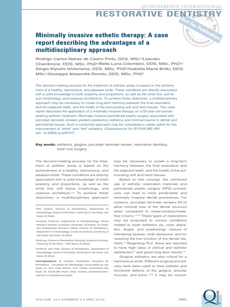 Minimally Invasive Esthetic Therapy A Case | PDF | Periodontology ...