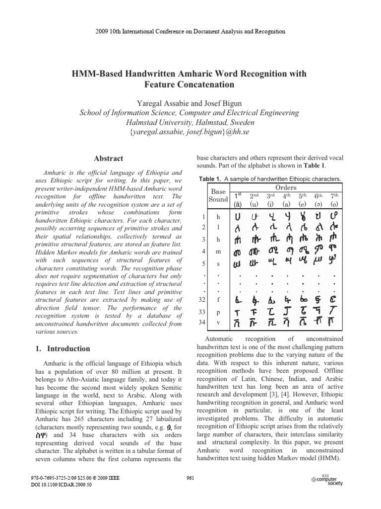 Lexicon-Based Offline Recognition of Amharic Words in Unconstrained Handwritten Text | PDF ...