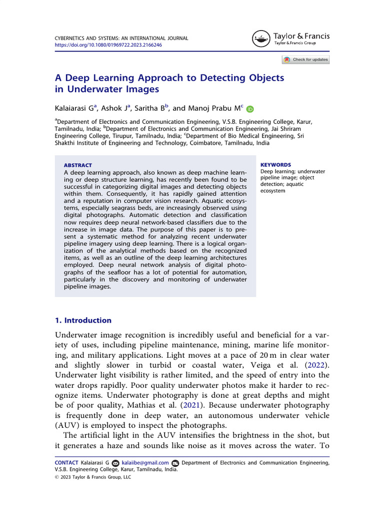 A Deep Learning Approach To Detecting Objects in Underwater Images | PDF | Deep Learning | Image ...