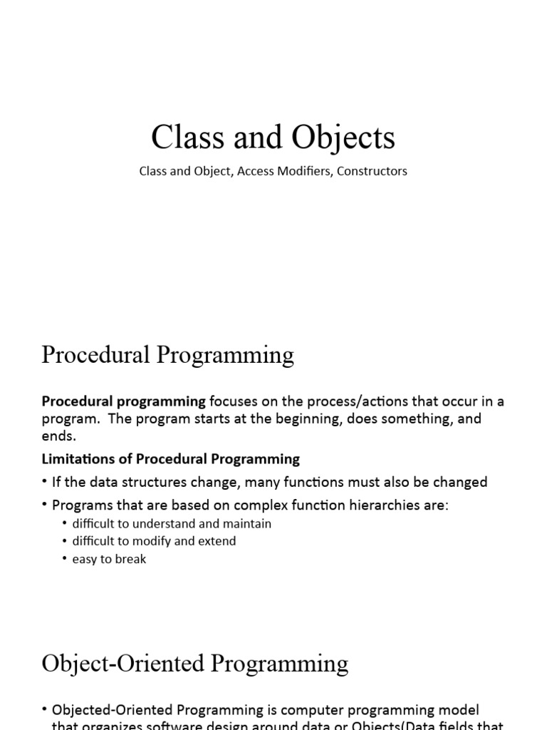 09 Class And Objects Pdf Object Oriented Programming Class Computer Programming 