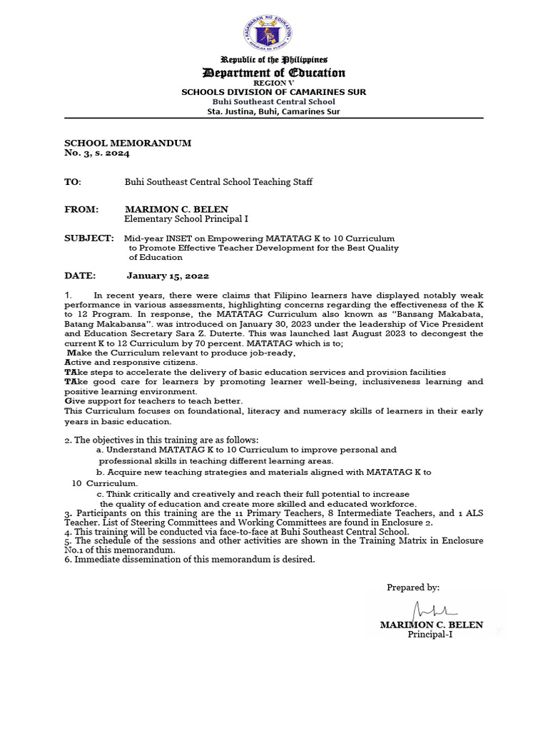 BSCS Memo | PDF | Curriculum | Teachers