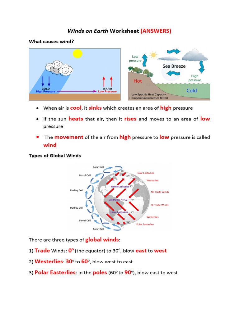 AK - Winds On Earth Worksheet | PDF