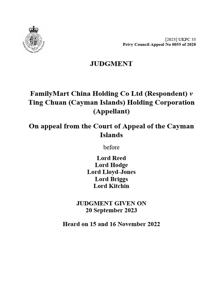 2023-UKPC-5-FamilyMart China v. Ting Chuan | PDF | Arbitration ...
