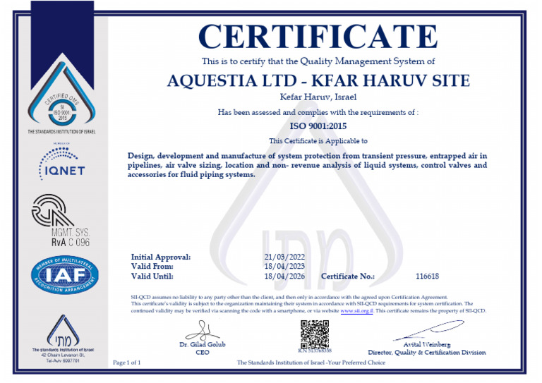 ISO 9001 - 2015 Aquestia 2026 | PDF