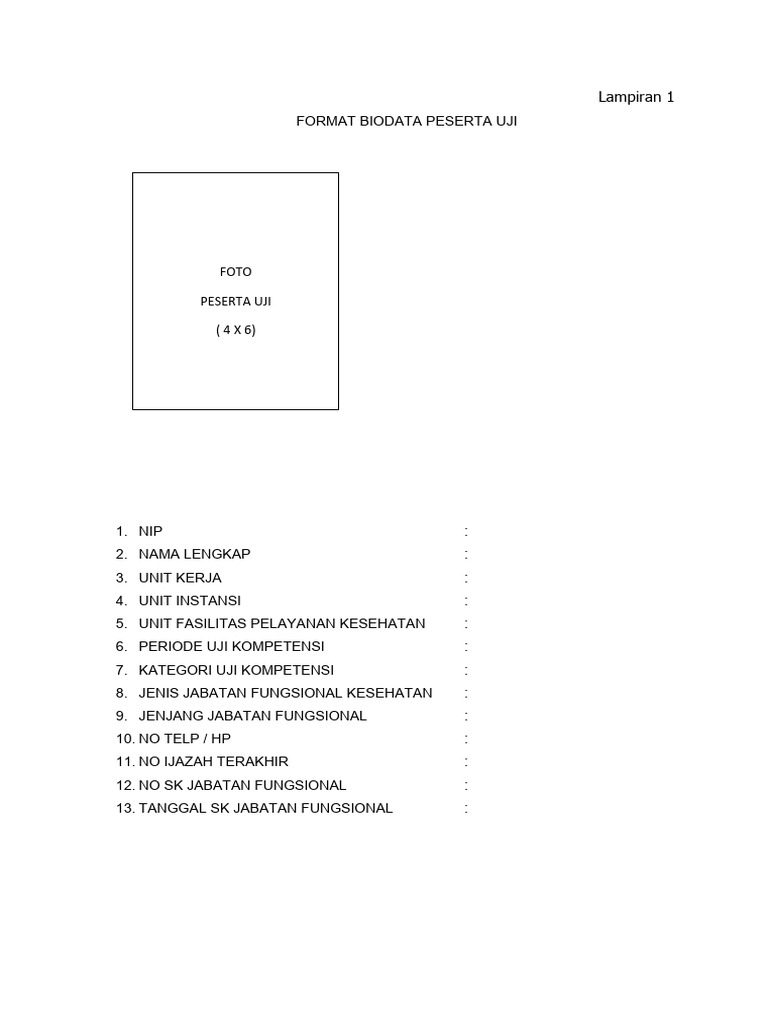 Lampiran Juknis Ukom ( form biodata dan lain lain ) | PDF