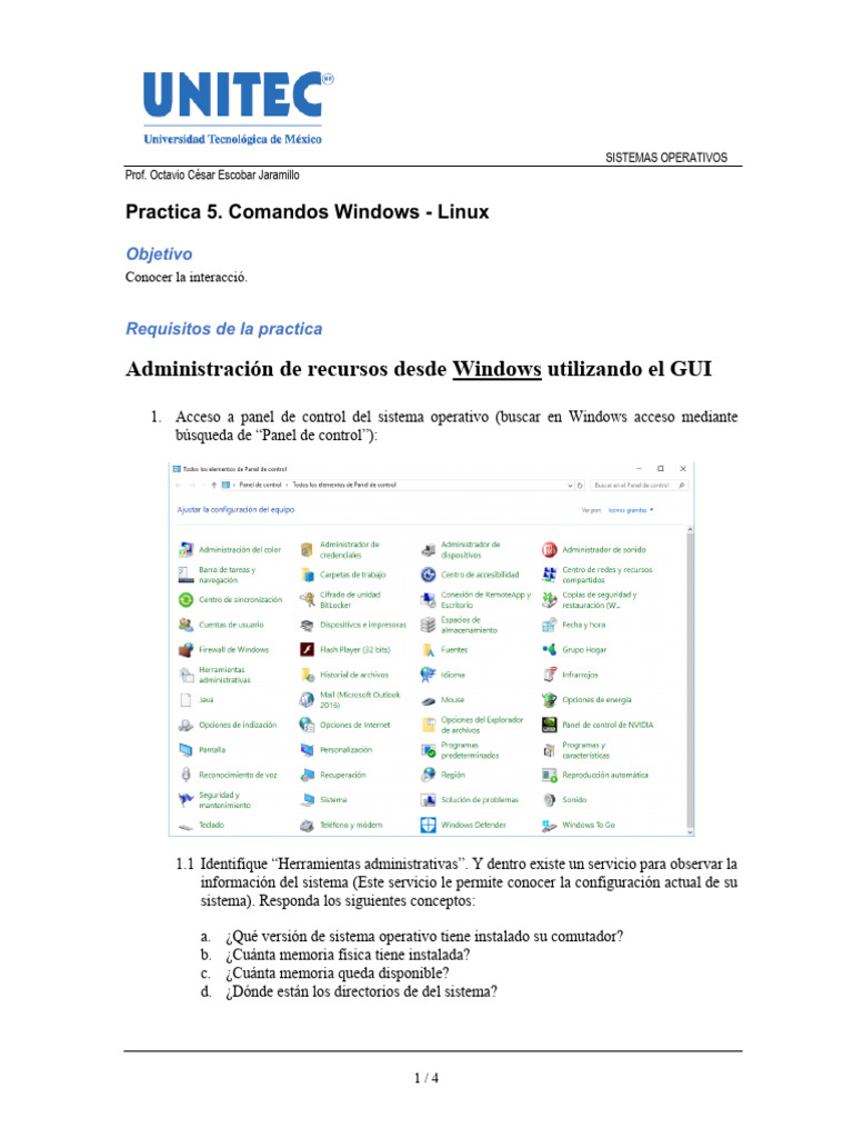 Administración de Recursos Desde Windows Utilizando El GUI: Practica 5. Comandos Windows - Linux ...