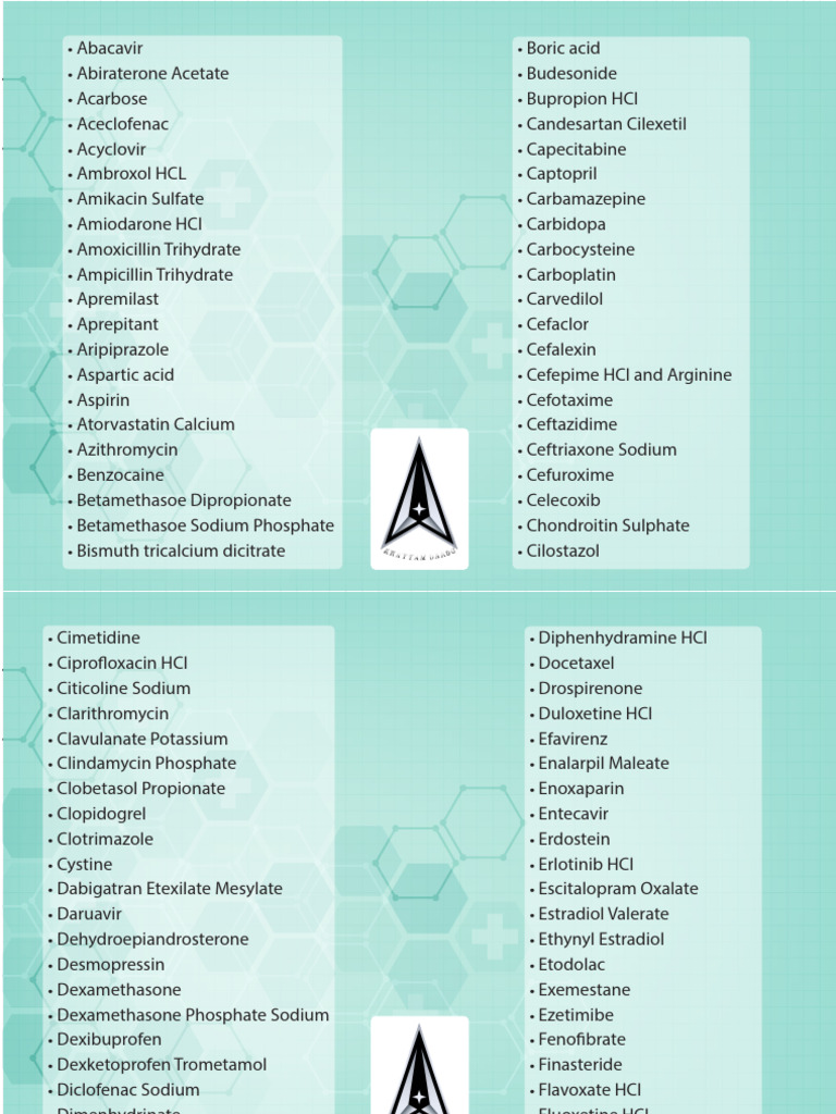 API List | PDF | Drugs | Organic Compounds