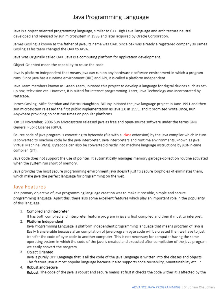 Java Introduction | Download Free PDF | Java (Programming Language) | Java (Software Platform)