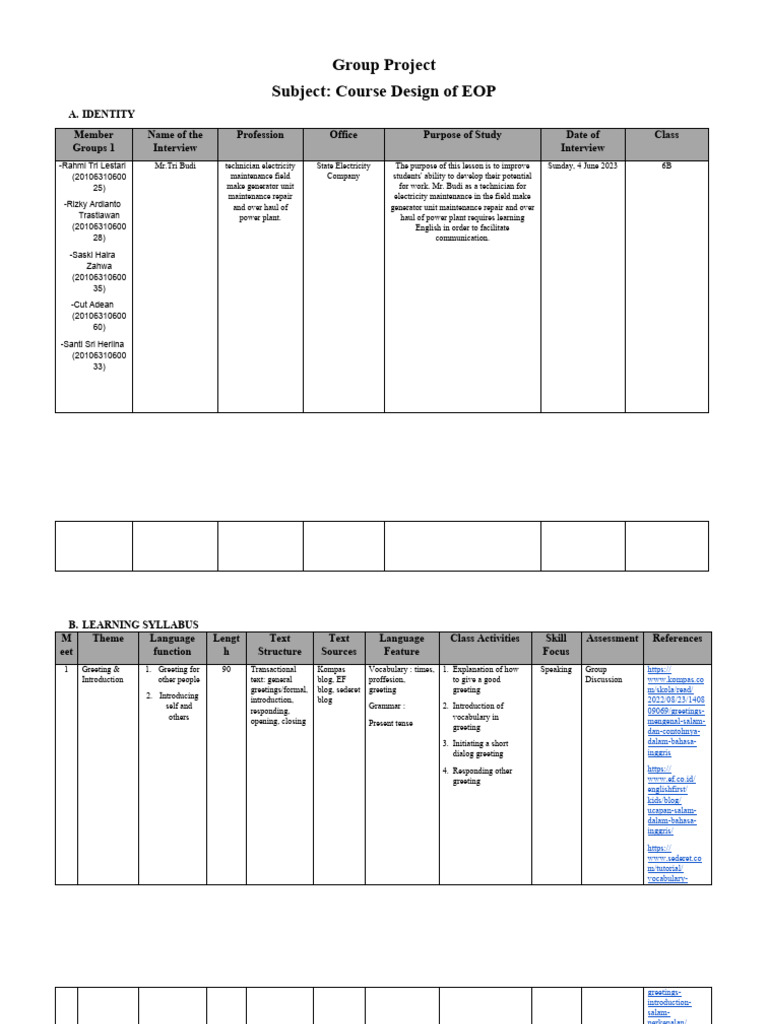 Group 1 Syllabus Of Eop Fix Pdf English Language Verb