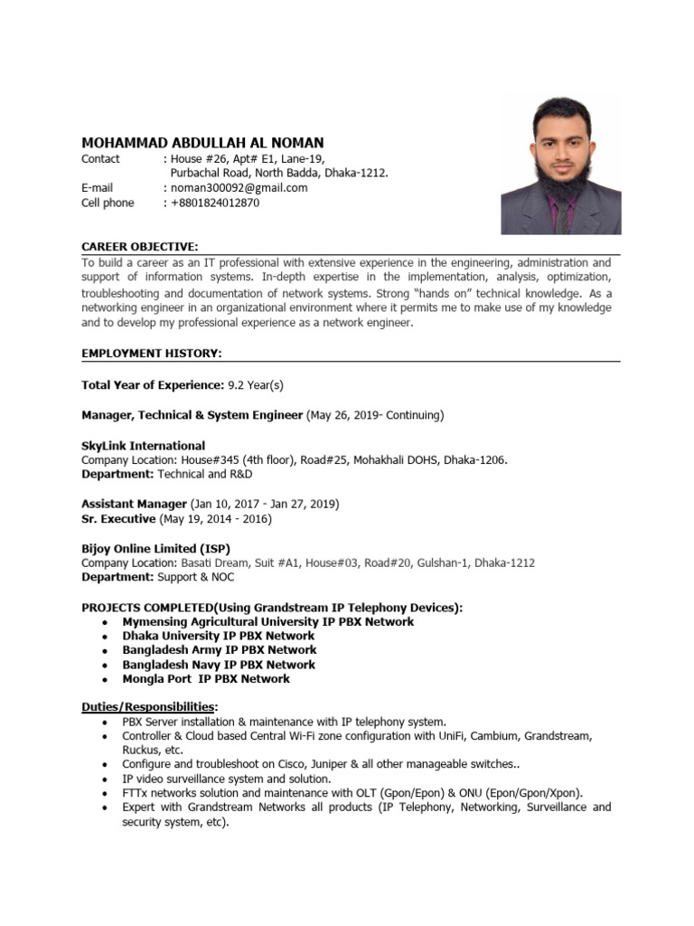 CV Format 3 | PDF | Computer Network | Router (Computing)