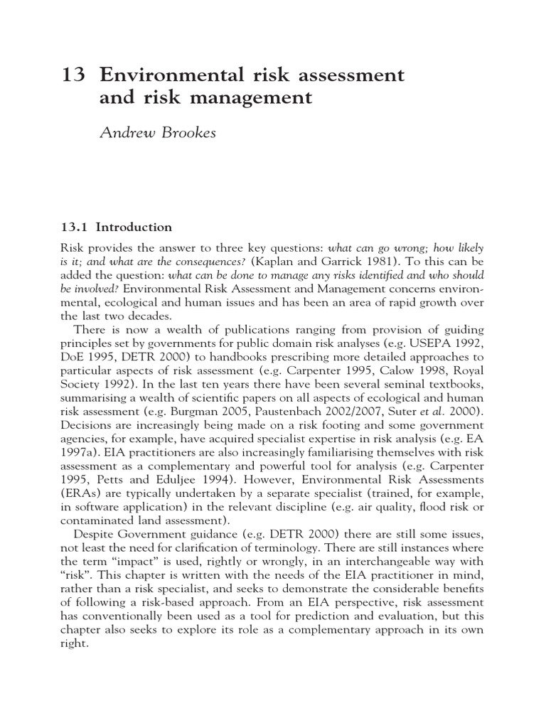 Environmental Risk-Assessment Risk Managment | PDF | Risk ...