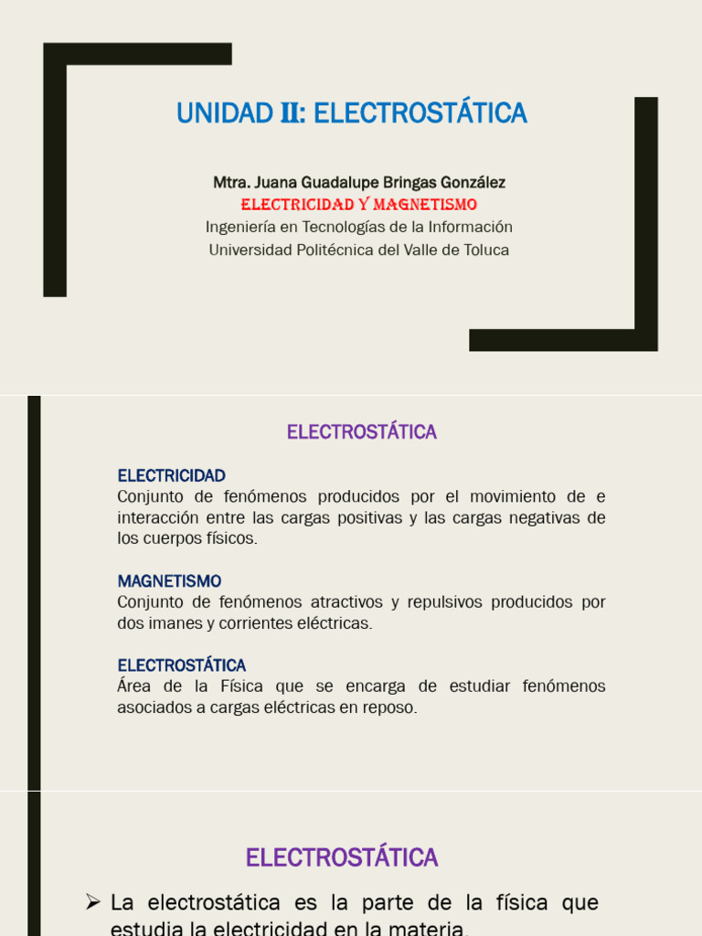 UNIDAD II Electrostatica | PDF | Electrostática | Electricidad