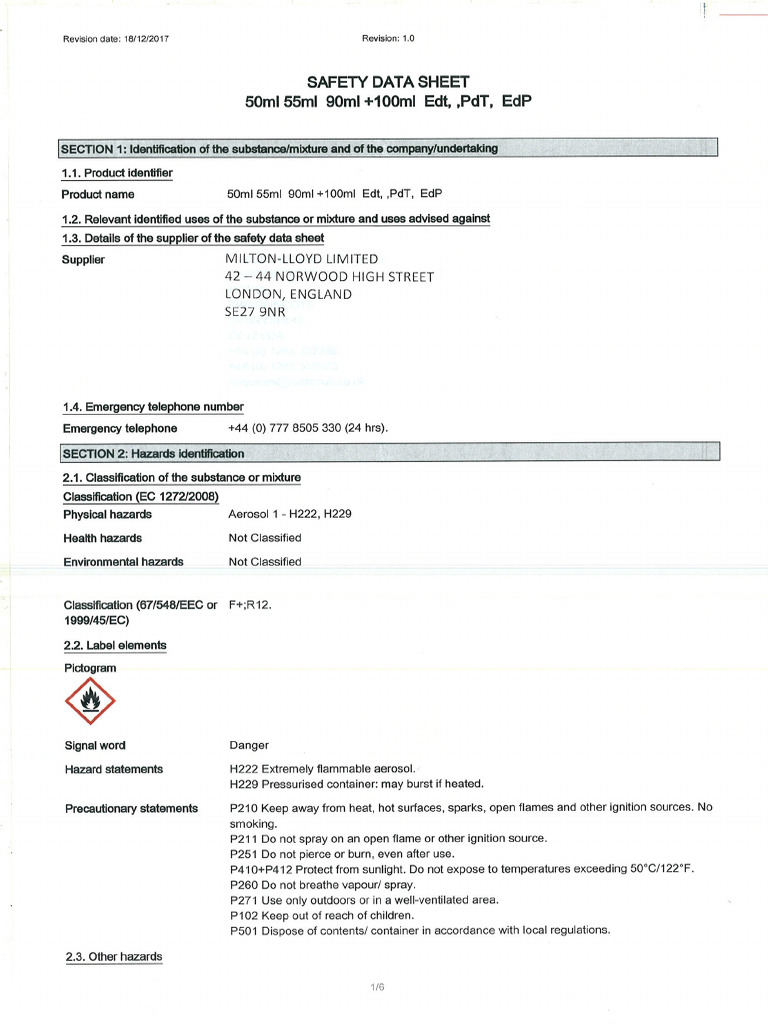 MSDS 50ML - 55ML - 90ML - 100ML | PDF