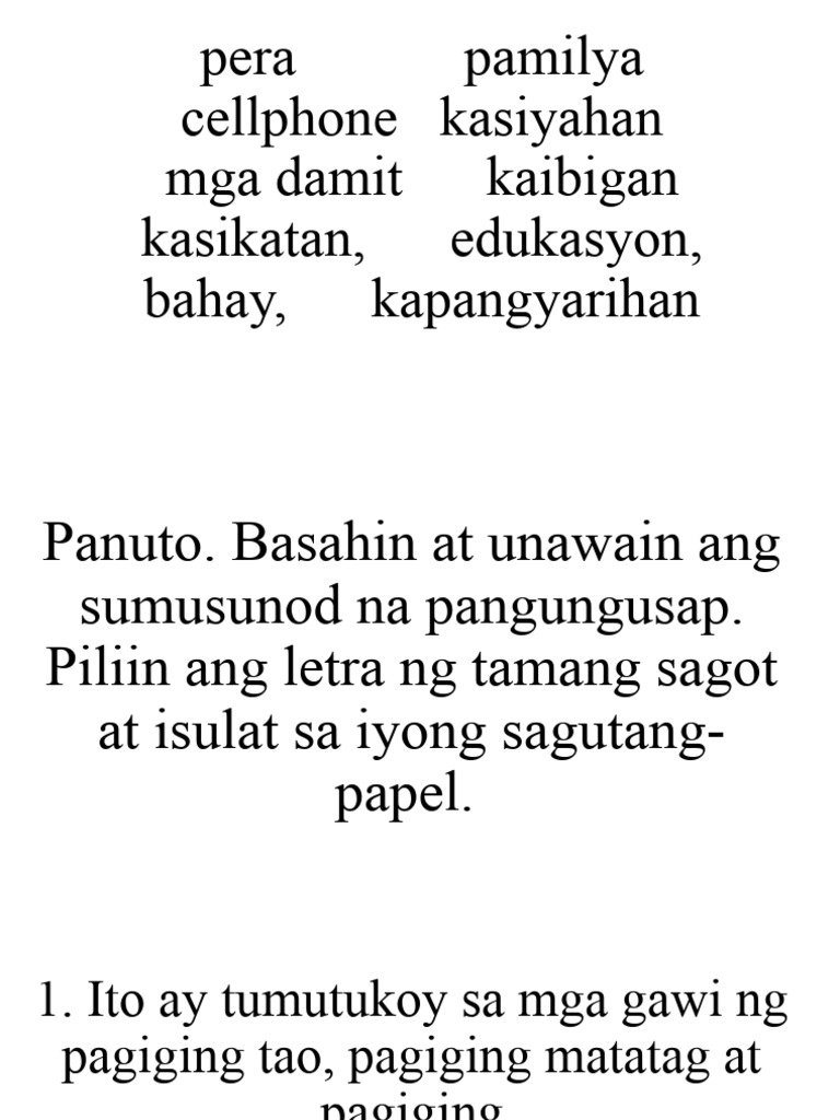 Birtud at Pagpapahalaga (Autosaved) (Autosaved) | PDF