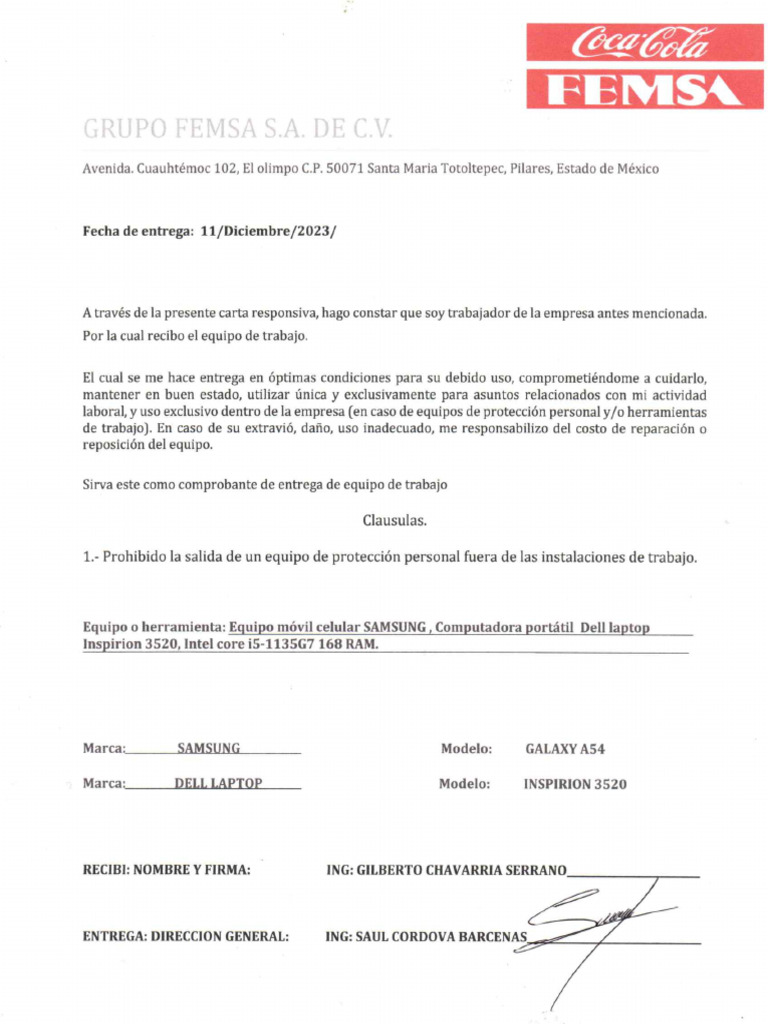 Carta Minuta Gilberto Chavarria | PDF