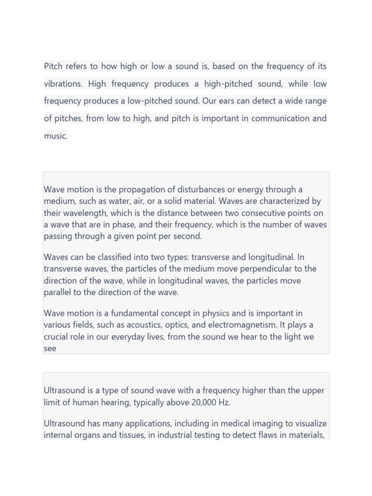 Pitch Refers To How High or Low A Sound Is | PDF | Waves | Sound