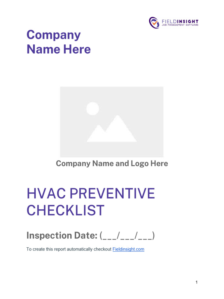 HVAC Preventive Maintenance Checklist - FieldInsight | PDF | Thermostat ...