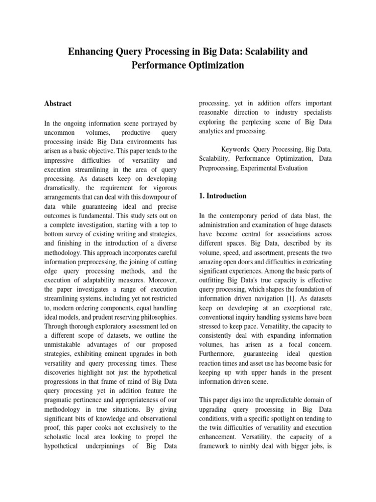 Enhancing Query Processing in Big Data Scalability and Performance Optimization | PDF | Big Data ...