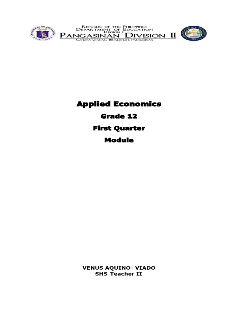 Grade 12 Applied Economics Module | PDF | Economics | Microeconomics