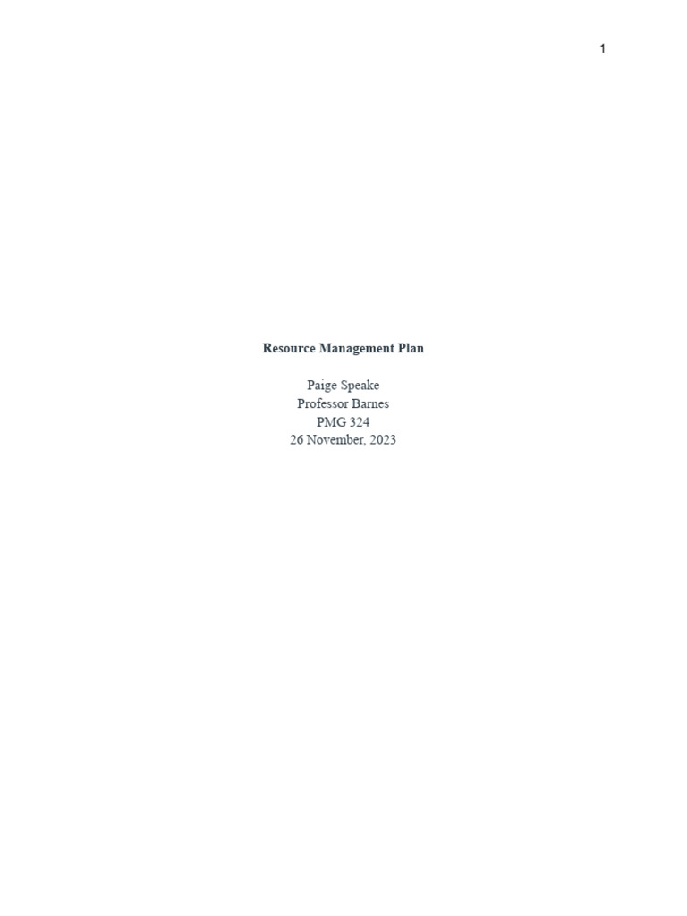 PMG 324 Resource Managment Plan | PDF | Project Management | Expert