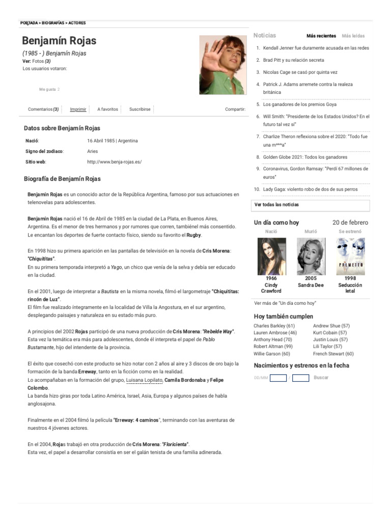 Benjamín Rojas - Biografía de Benjamín Rojas | PDF