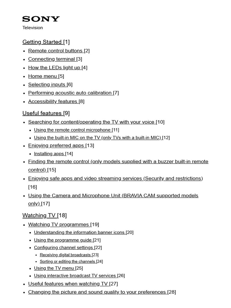 Sony Bravia Help Guide | PDF | Hdmi | Television