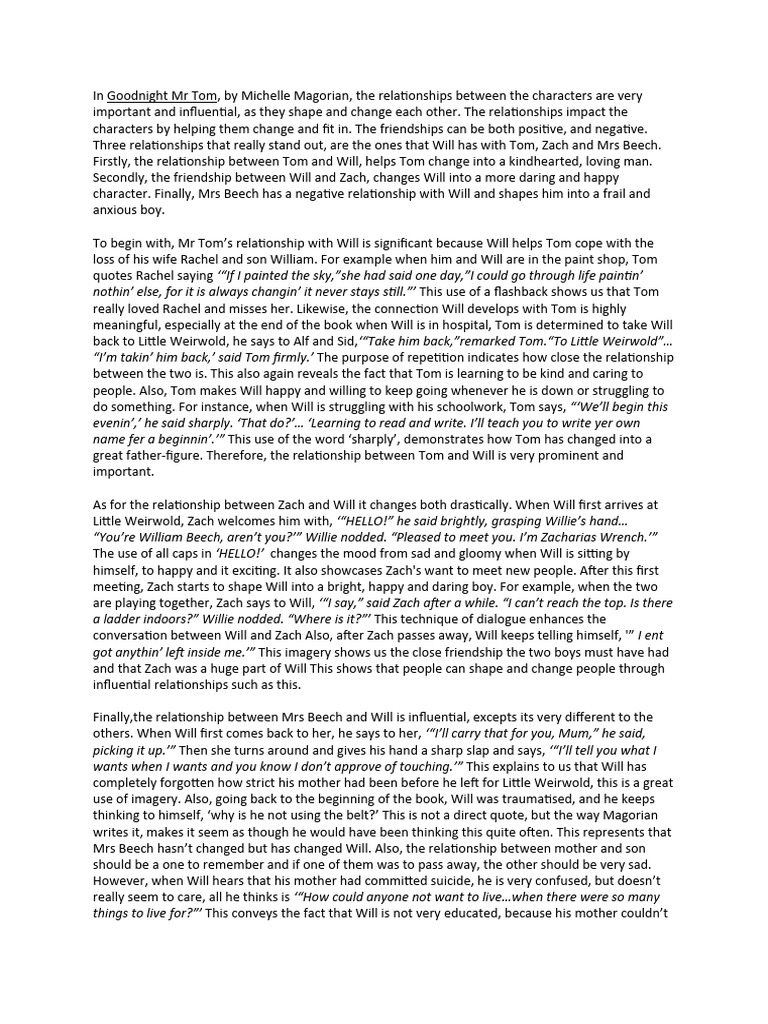 Goodnight MR Tom FINAL ESSAY | PDF