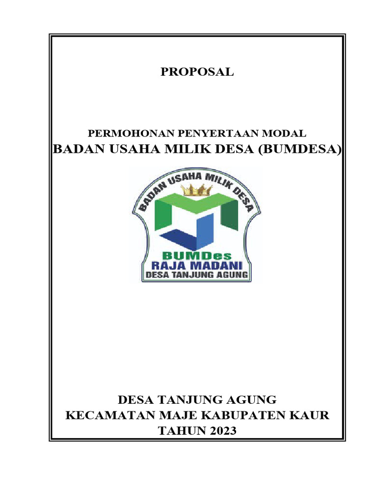 Proposal Bumdes Penyertaan Modal 2023 | PDF