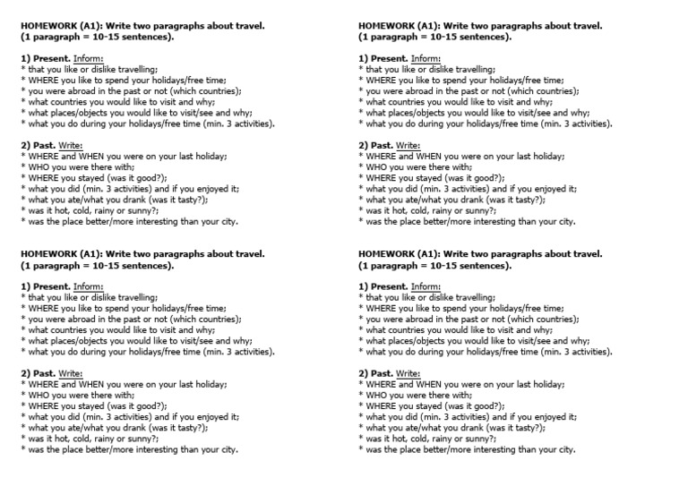 Travel Writing Homework Guide | PDF