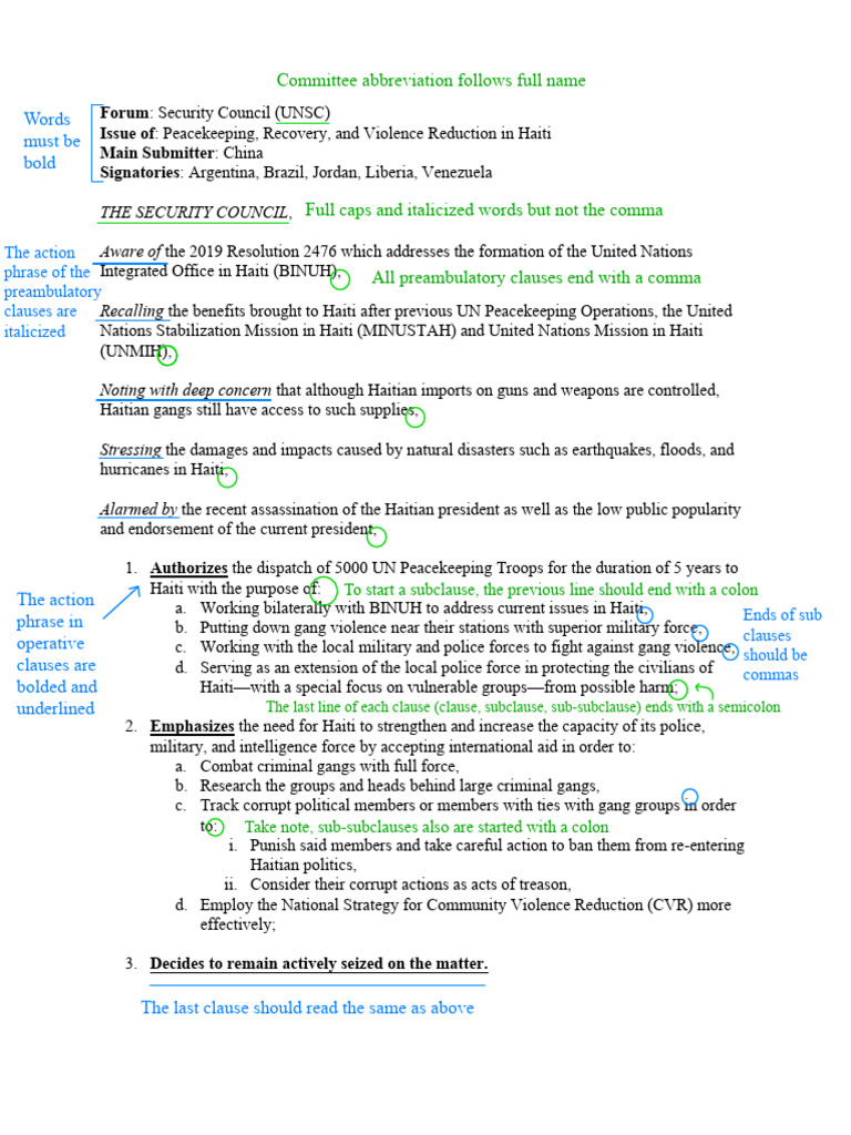 THIMUN Resolution Formatting Explanation | PDF | United Nations ...