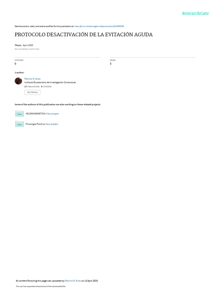 Protocolo Desactivación de La Evitación Aguda: April 2020 | PDF | Las ...