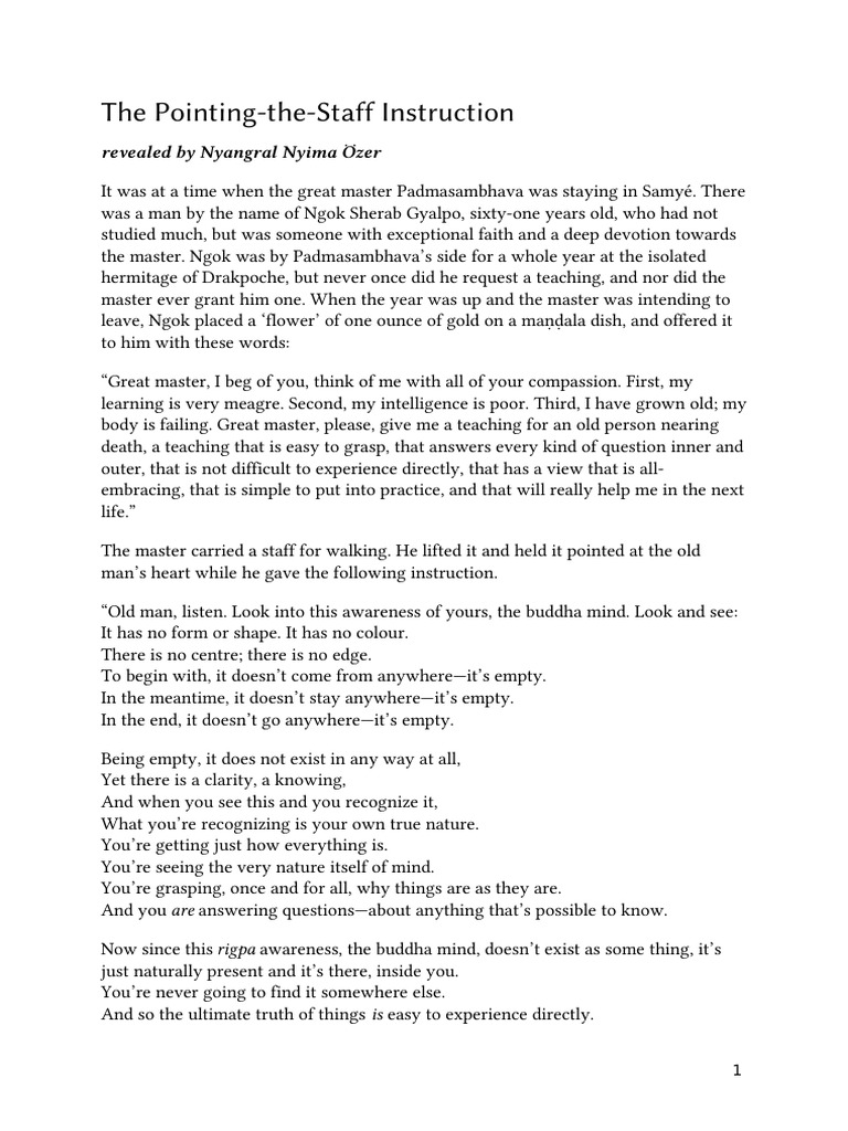 The Pointing The Staff Instruction | PDF | Āstika | Eastern Philosophy