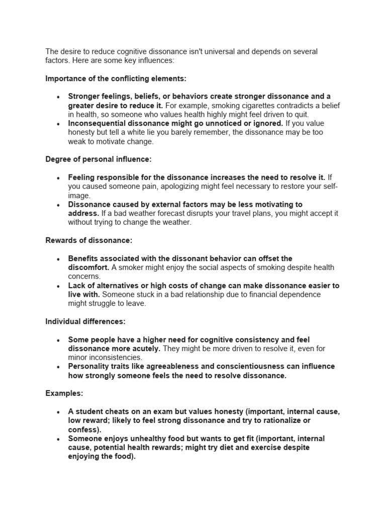 Factors Influencing Cognitive Dissonance | PDF | Scientific Theories ...