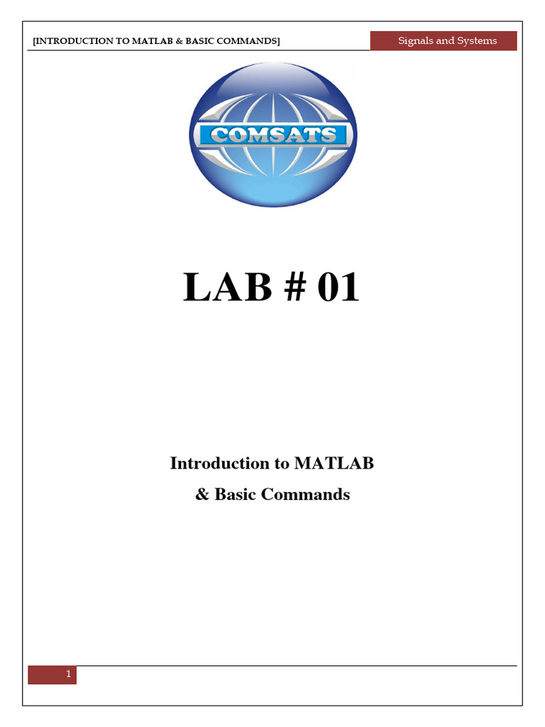Lab 1 SP18 | PDF | Matrix (Mathematics) | Matlab