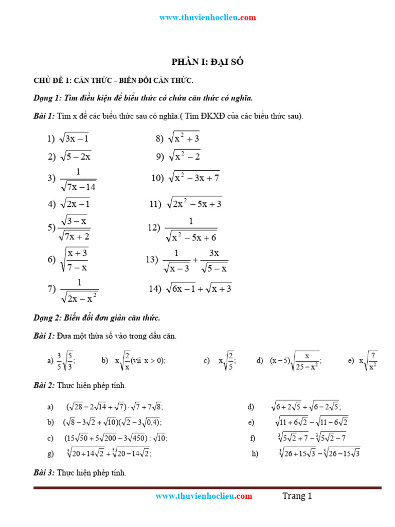 Cac Chuyen de Toan 9 | PDF